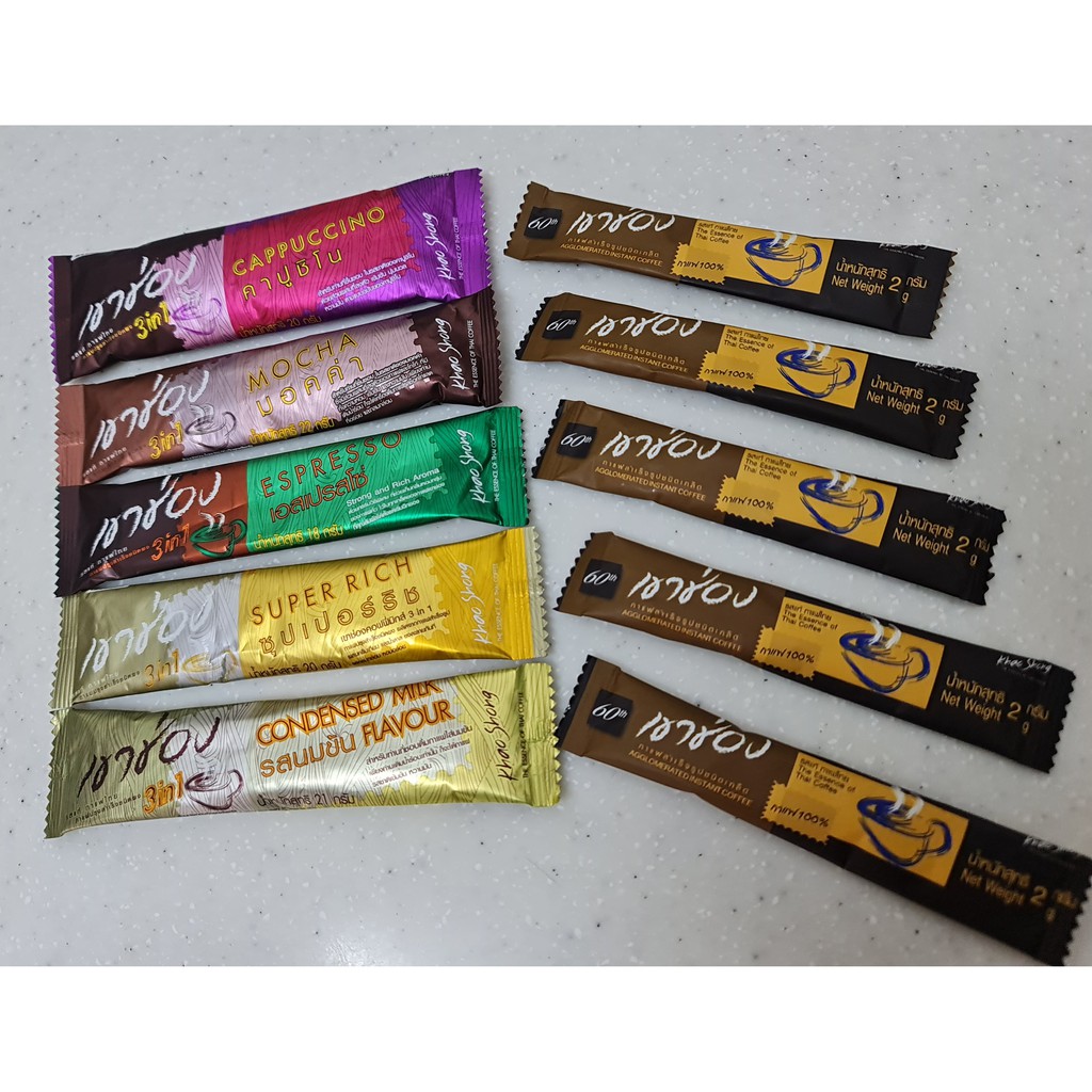 Thailand Khao Shong Coffee Repack / Trial pack (6 Types Coffee) - 10 ...