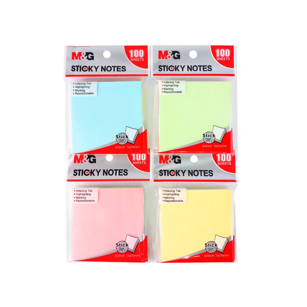 M&G COLORFUL NEON STICKY NOTE 3 X 3 INCH (100 SHEETS) | Shopee Malaysia