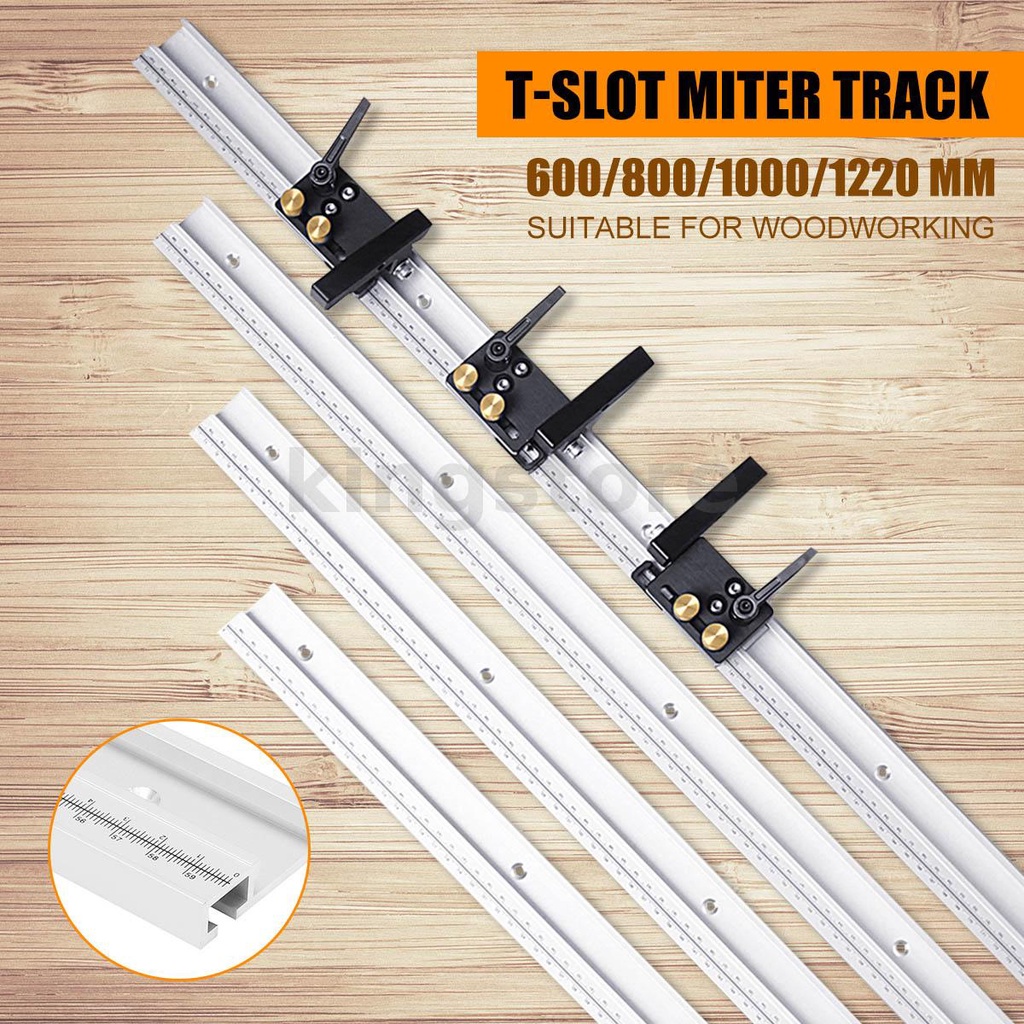 Drillpro 600-1220mm Aluminum Alloy T-Track W/ Scale Woodworking T-slot ...