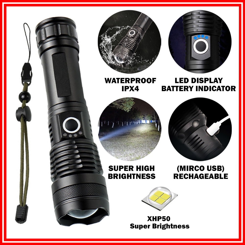 Super Bright 5Modes LED Torch Light Rechargeable Handheld Flash Light ...