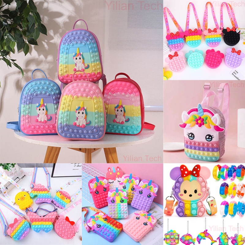 BF Unicorn Backpack Rainbow Unicorn Bag Unicorn Purse Push Pop It ...
