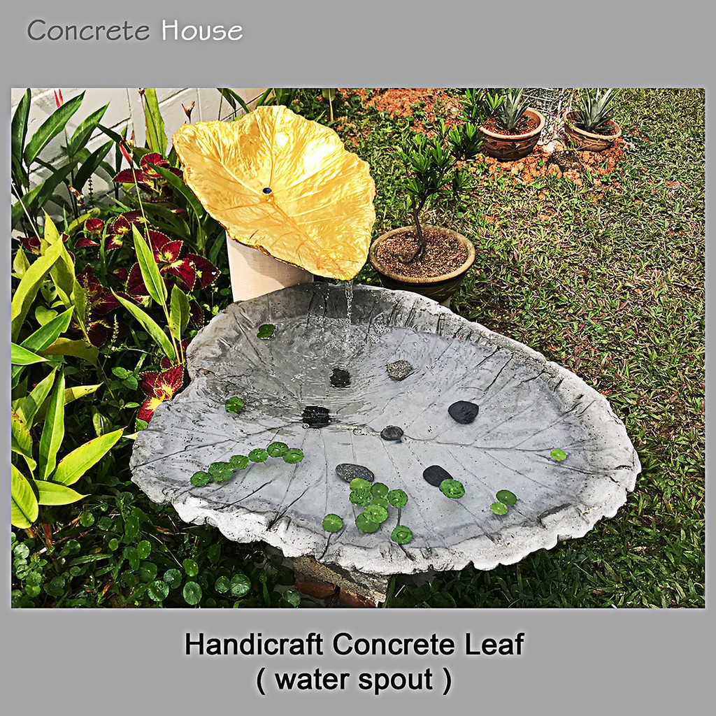 Garden fountain water spout handmade concrete leaf indoor & outdoor ...