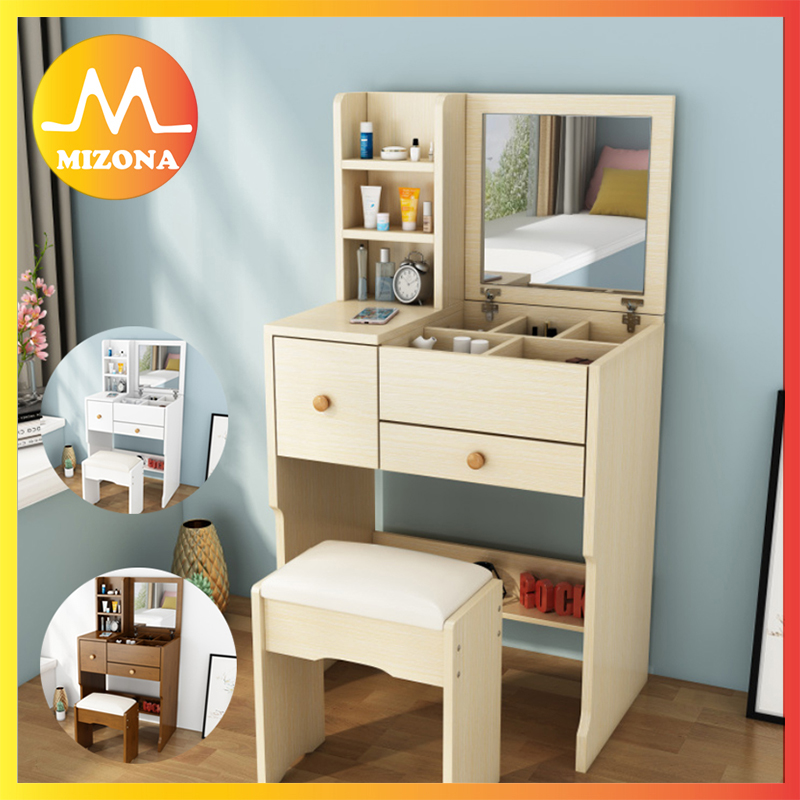 MIZONA Small Dressing Table Clamshell Storage Cabinet Integrated Space ...