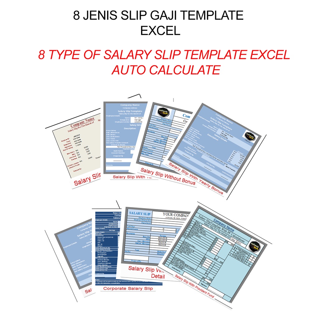 8 TYPE OF SALARY SLIP TEMPLATE EXCEL - SLIP GAJI AUTO CALCULATION ...