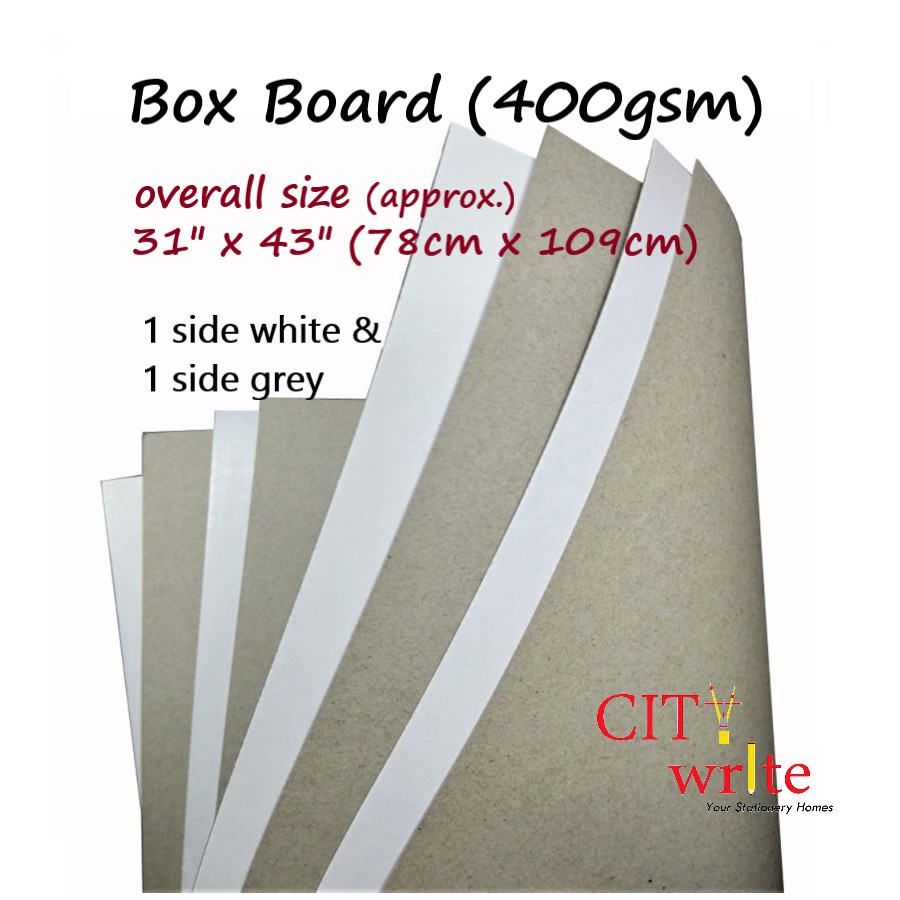 Single Side Coated Box Board 31" x 43" (78cm x 109cm) Front white, back ...