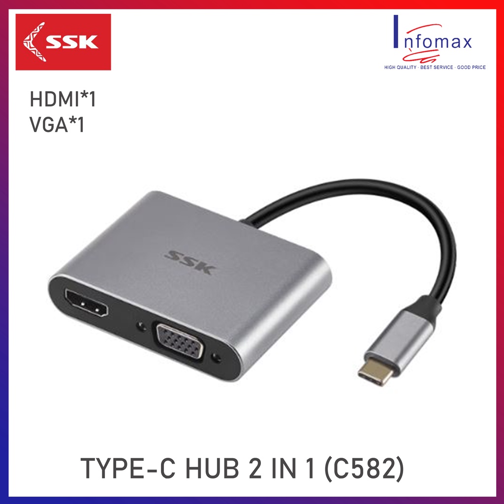 SSK Type C Docking USB C to HDMI VGA USB Hub RJ45 Lan 3.5mm Audio SD ...
