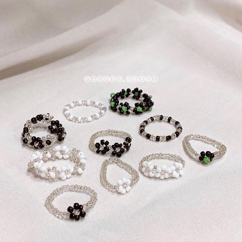Monochrome crystal series ring handmade korean inspo kpop aesthetic ...