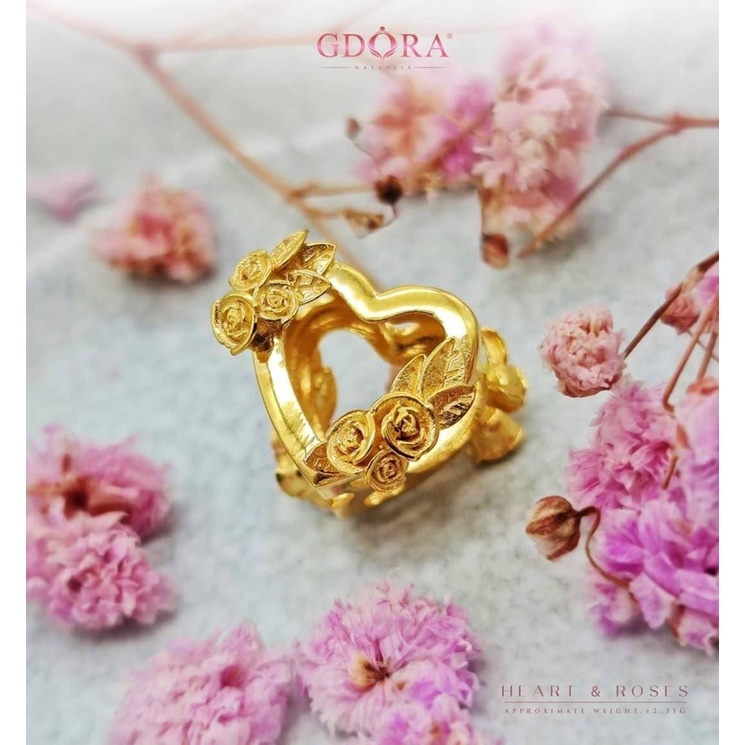 Niza Dora Gold Gdora Heart & Rose Bead | Shopee Malaysia