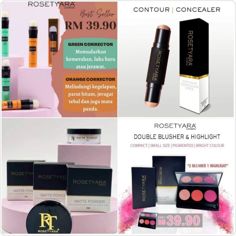 ROSETYARA MATTE LOOSE POWDER 5G / ORANGE CORRECTOR / CONTOUR 2IN1 ...