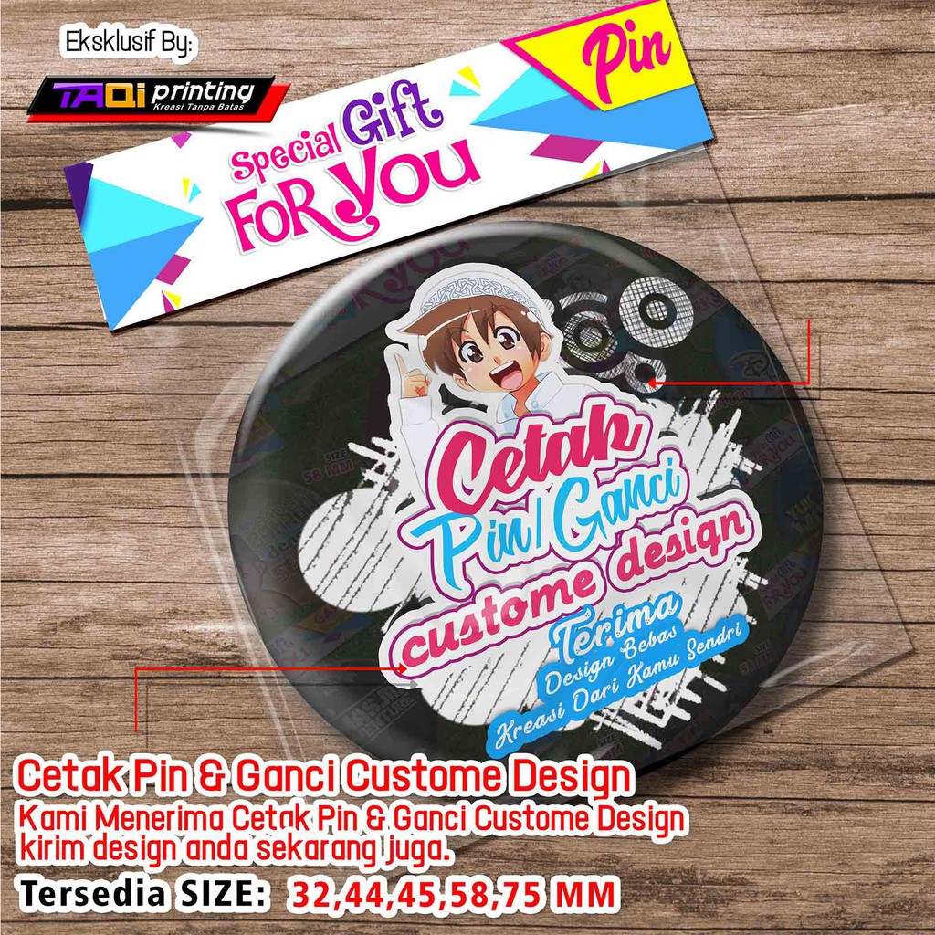 Printing CUSTOME DESIGN PIN SIZE 44mm | Shopee Malaysia