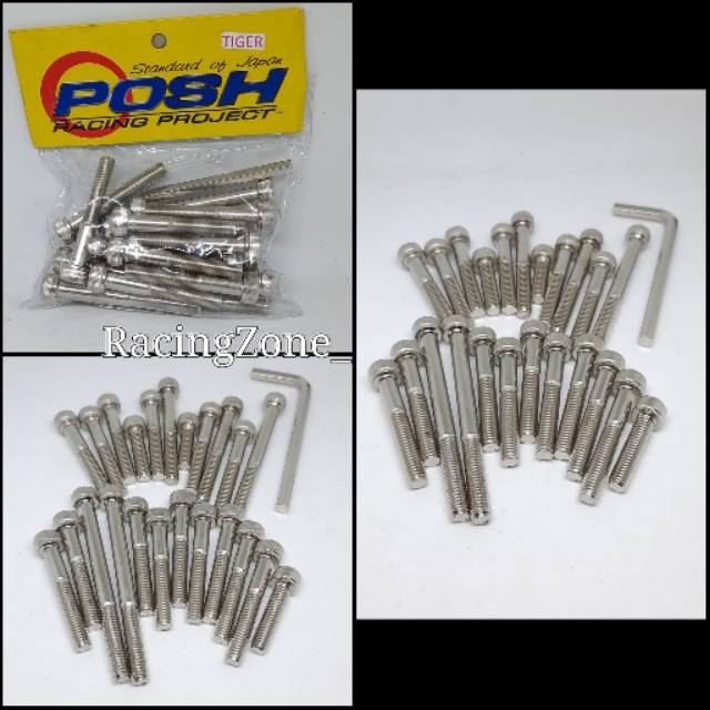 MESIN Tiger Stainless Posh Engine Bolt Block Bolts | Shopee Malaysia
