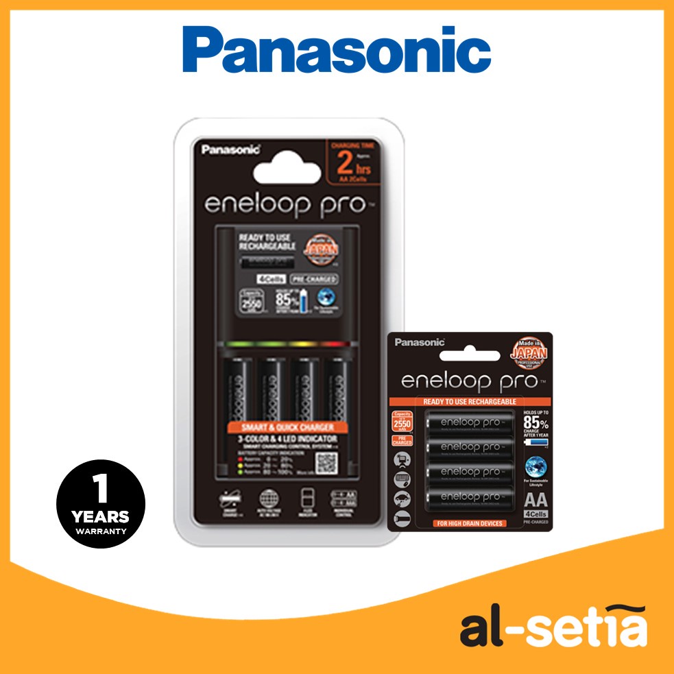 Panasonic Eneloop Pro Charger Battery Charger + 4 cells AA 2550mAh ...