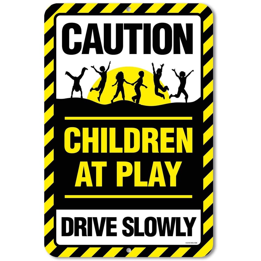 Caution Children at Play Warning Drive Slowly Neighborhood Watch Metal ...