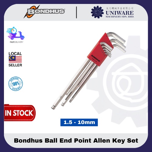 🔥100% ORIGINAL🔥 BONDHUS 9PCS Ball End Point Allen Key Set Metric (1.5 ...