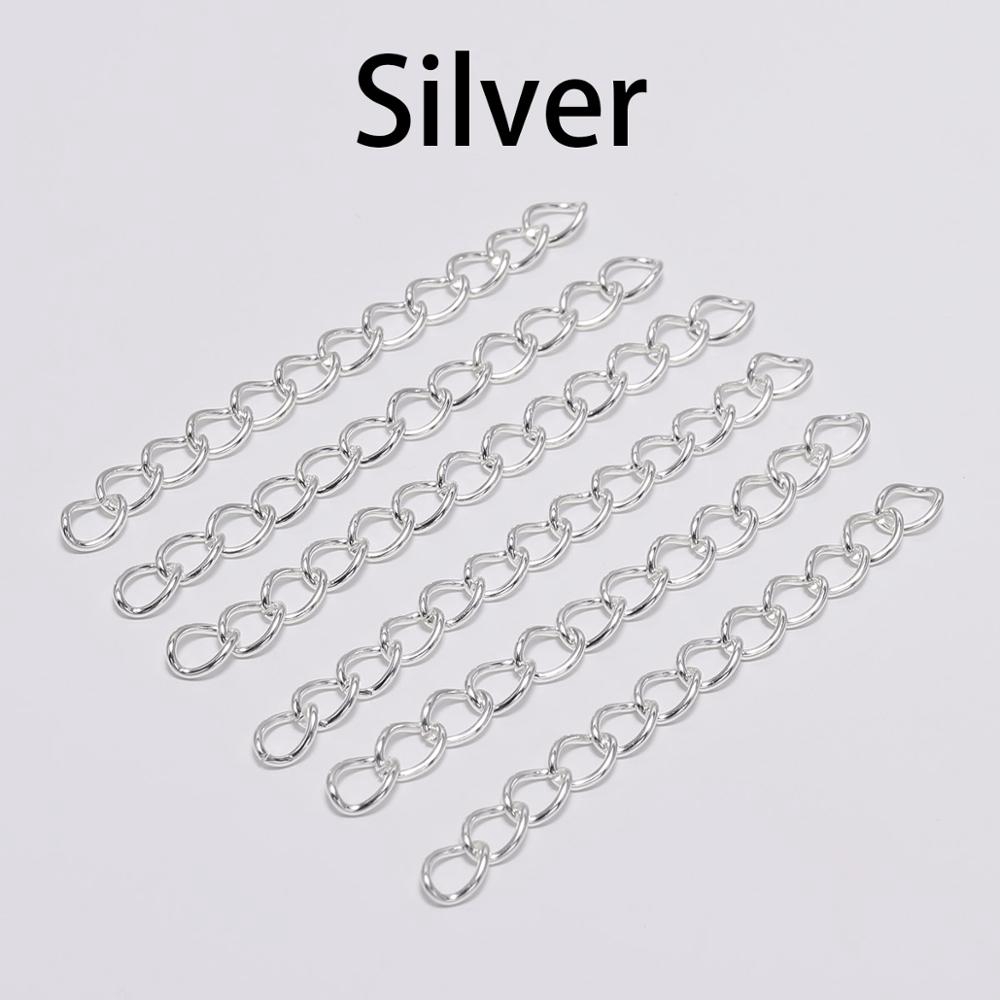 St.kunkka 100Pcs 50mm /70mm Silver Necklace Extension Chain Bulk ...