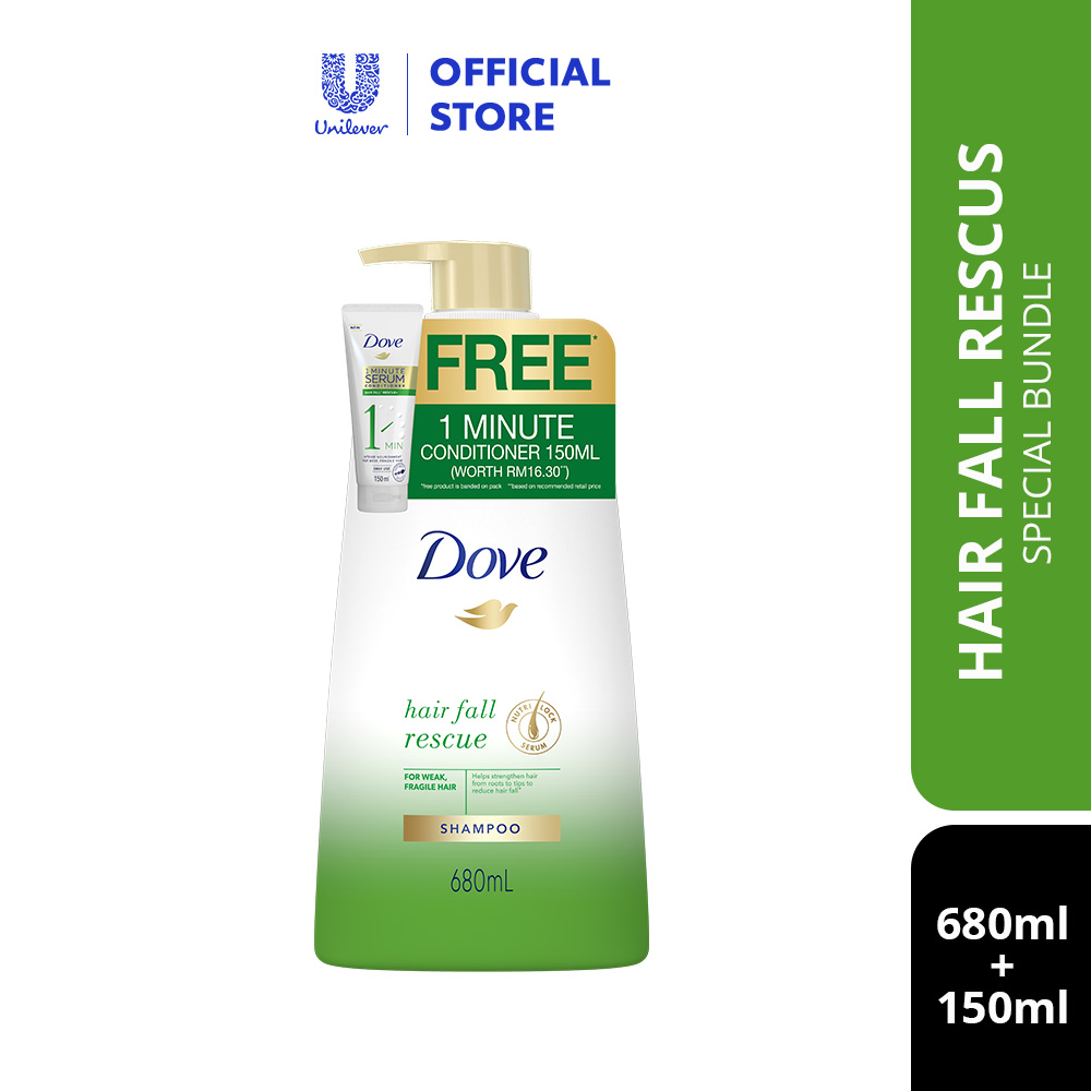 Dove Hair Fall Rescue Shampoo (680ml) [Free Dove 1-min Intense Repair ...