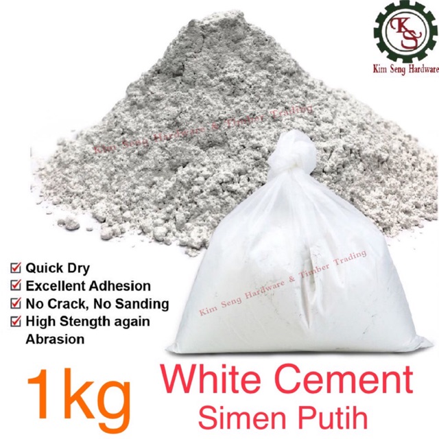 1KG White Cement / Simen Putih for Plastered Wall, Fill Tile Gaps ...