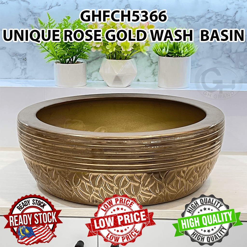CERAMIC BASIN TOP MOUNT *** READY STOCK BASIN ROSEGOLD GHFCH5366 UNIQUE ...