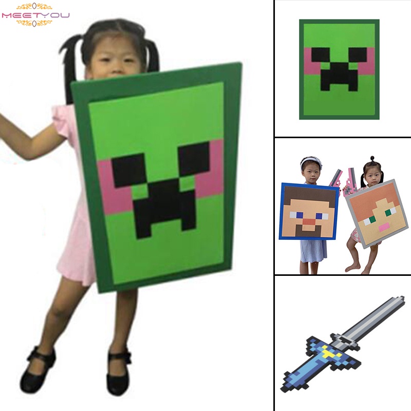 Minecraft Large Real Prop Toys Pixel Game Arms/Shield Plastic Toy ...