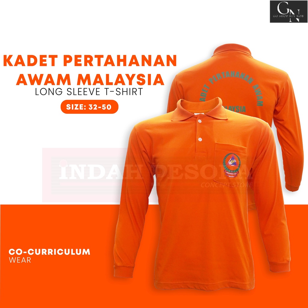Baju T Shirt Lengan Panjang Sekolah Kadet Pertahanan Awam Cadet Civil Defense School Shirt 