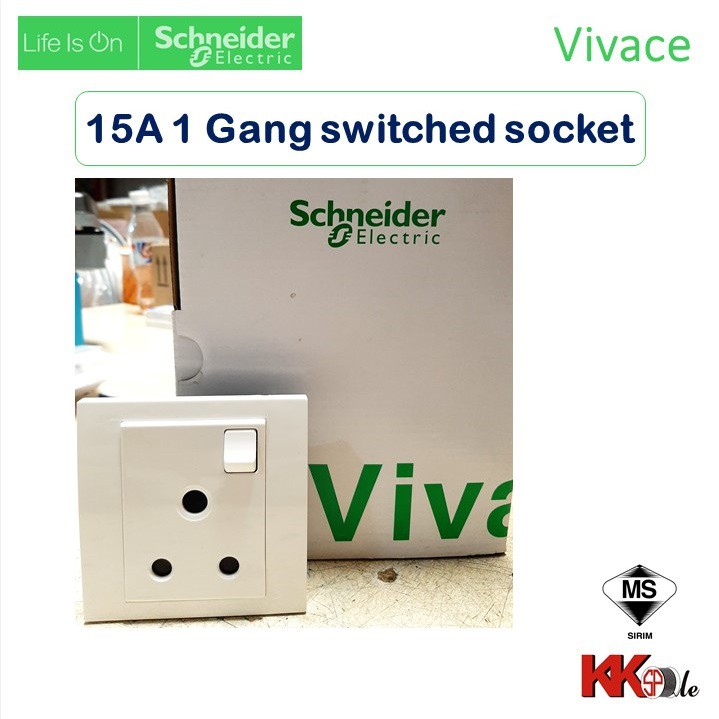 Schneider Vivace 15A Single 1 Gang switched socket - White (KB15/15) | Shopee Malaysia