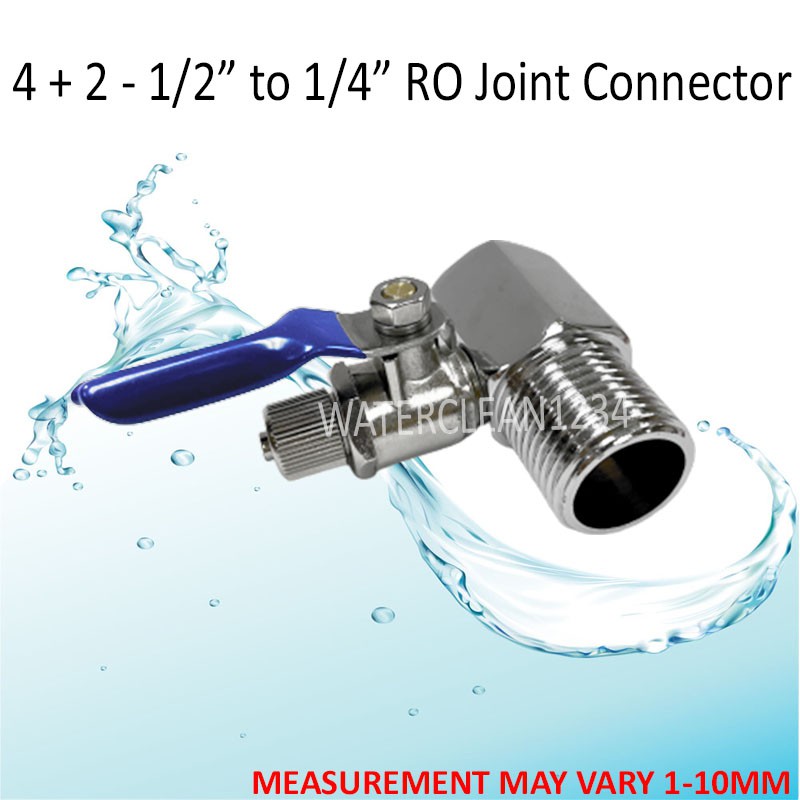 [ 1/2" + 1/4" SET ] 4+2 RO Joint Ball Valve RO Joint Connector For ...