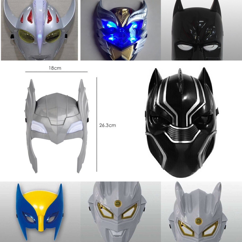 Can light up! Children's Superhero Mask Batman Ultraman Spiderman Thor ...