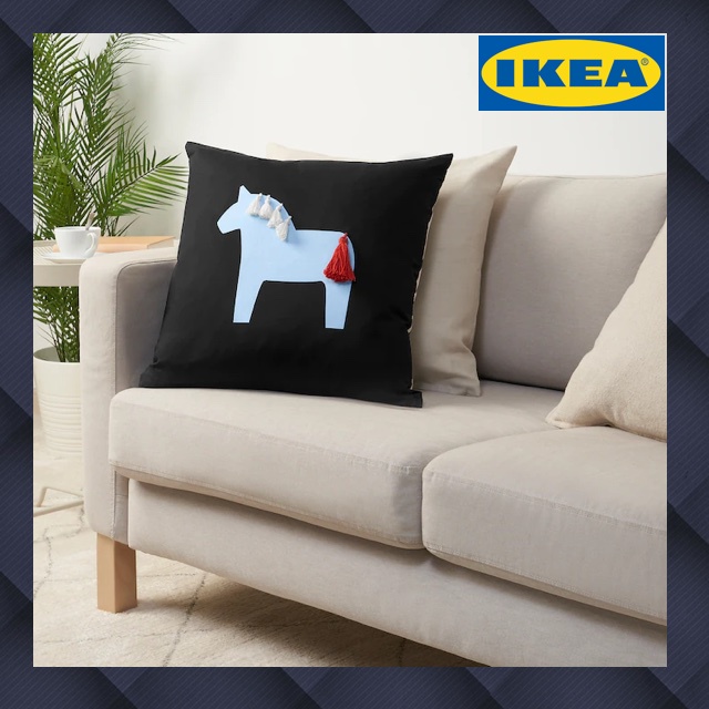 IKEA HASTHAGE Cushion, black/blue, 50x50cm | Shopee Malaysia