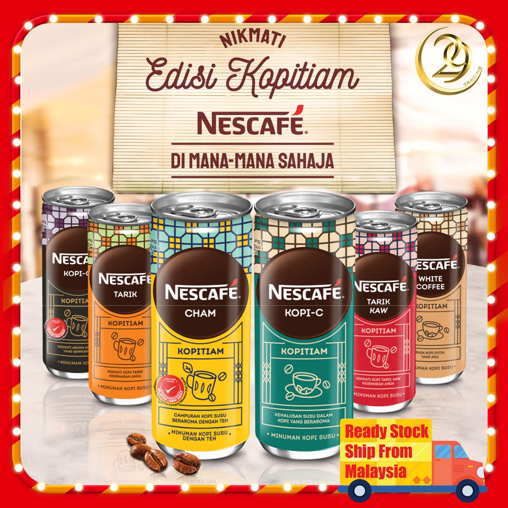 Nescafe tin cham kopi-c tarik kaw tarik white coffee 240ml | Shopee ...
