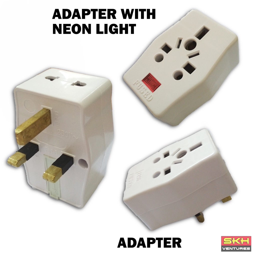 Universal Travel Multi Adapter Socket 3 Way 3 Pin UK Plug With Neon ...