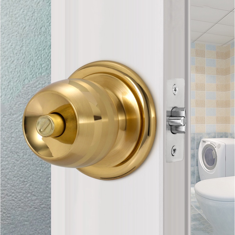 Gold Round Ball Style Bedroom Handle Lockset Tombol Pintu Bilik ...