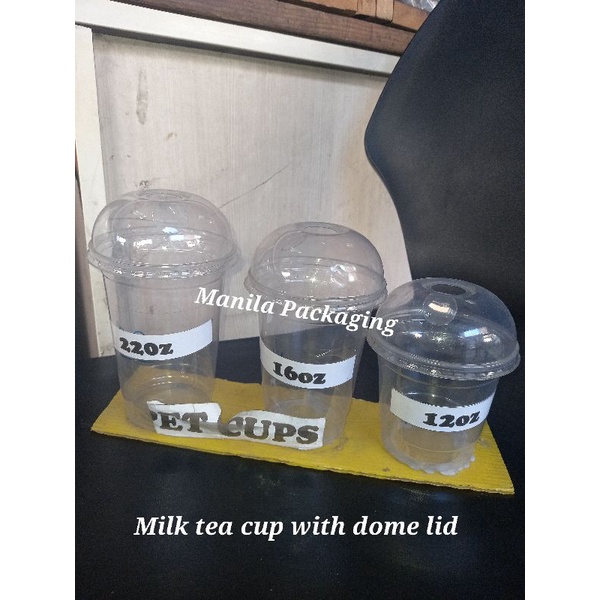 50 pcs - Milk Tea Cup with dome , flat , strawless lid , dabba cup ...