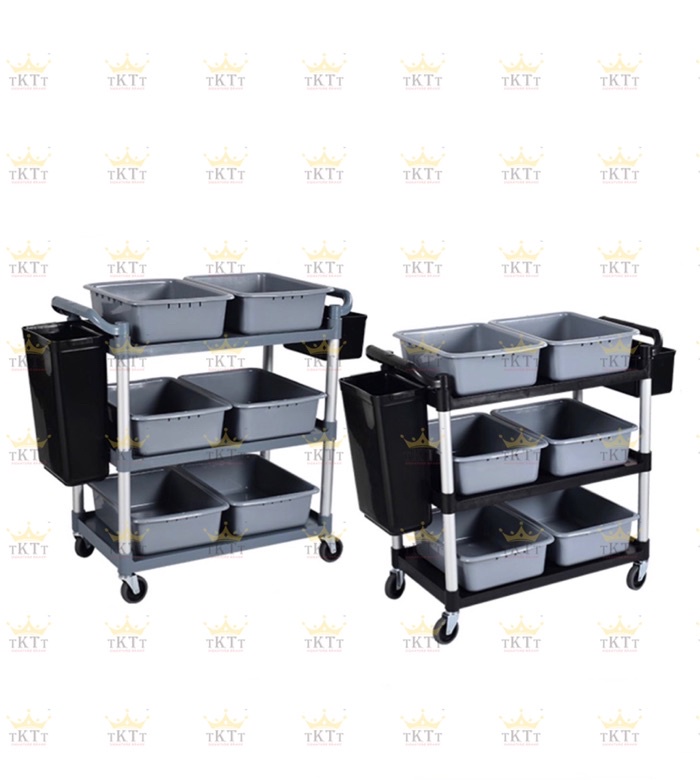 TKTT ™️ 3 Tiers Plastic Multifunctional Cart Food Court Trolley ...