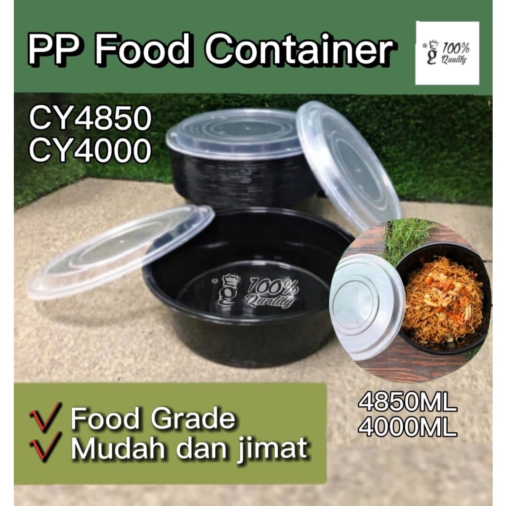 PP Bulat Hitam Bekas Makanan (5pcs) CY4000/ CY4850 Paling Besar ...