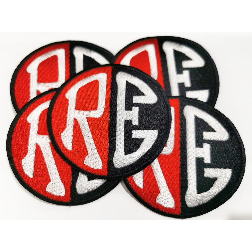 Royal Enfield red black RE logo sew-on decorative embroidered fabric ...