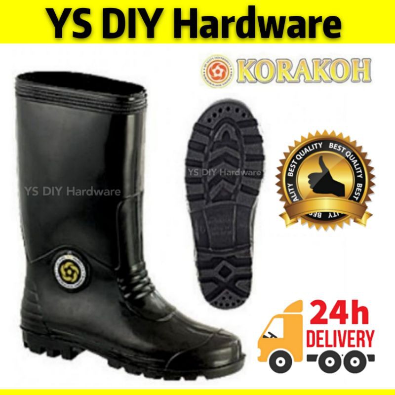 Korakoh Black Safety Rubber Boots | Shopee Malaysia