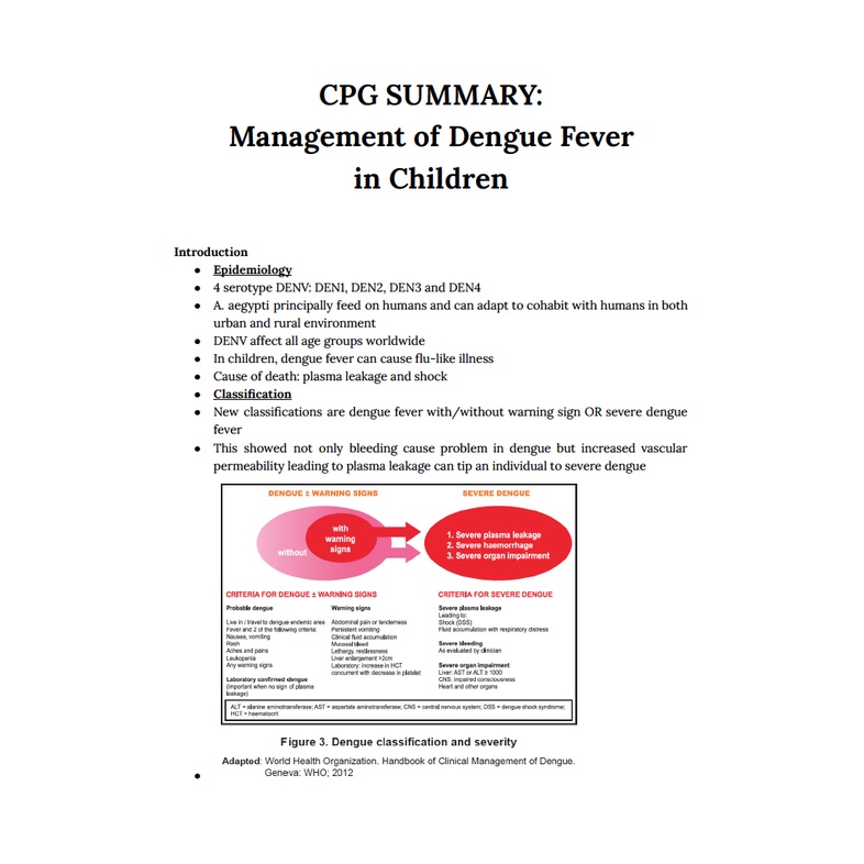 CPG Summary: Management of Dengue Fever In Children | Shopee Malaysia