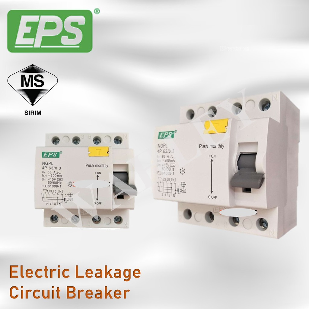 EPS ELCB/RCCB 40A/63A/100A | 4 Pole | 30mA/100mA/300mA (SIRIM APPROVED) | Shopee Malaysia