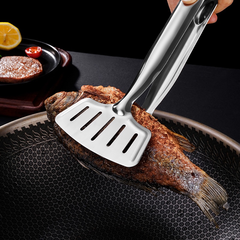 Ossayi Stainless Steel Frying Fish Slotted Tongs Tweezers ...