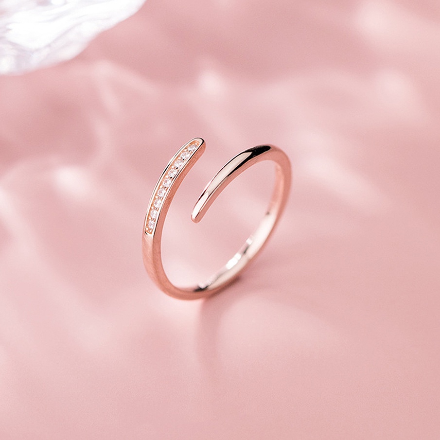 Lè Silber Co.S925 - Diamond Series Open Zirconia Adjustable Ring Cincin ...