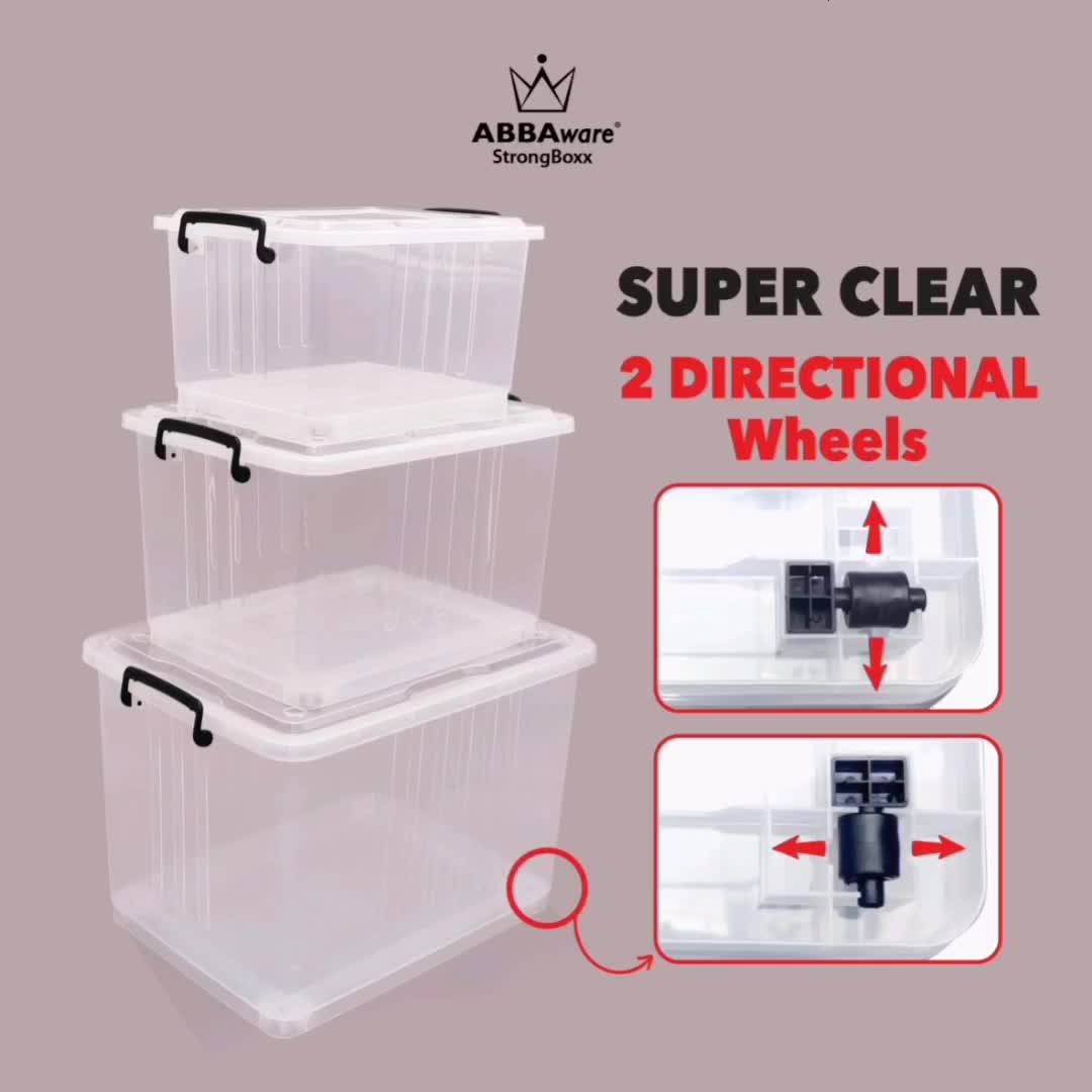Abbaware Clear Storage Box Transparent (30L/50L/80L) Kotak Simpanan ...