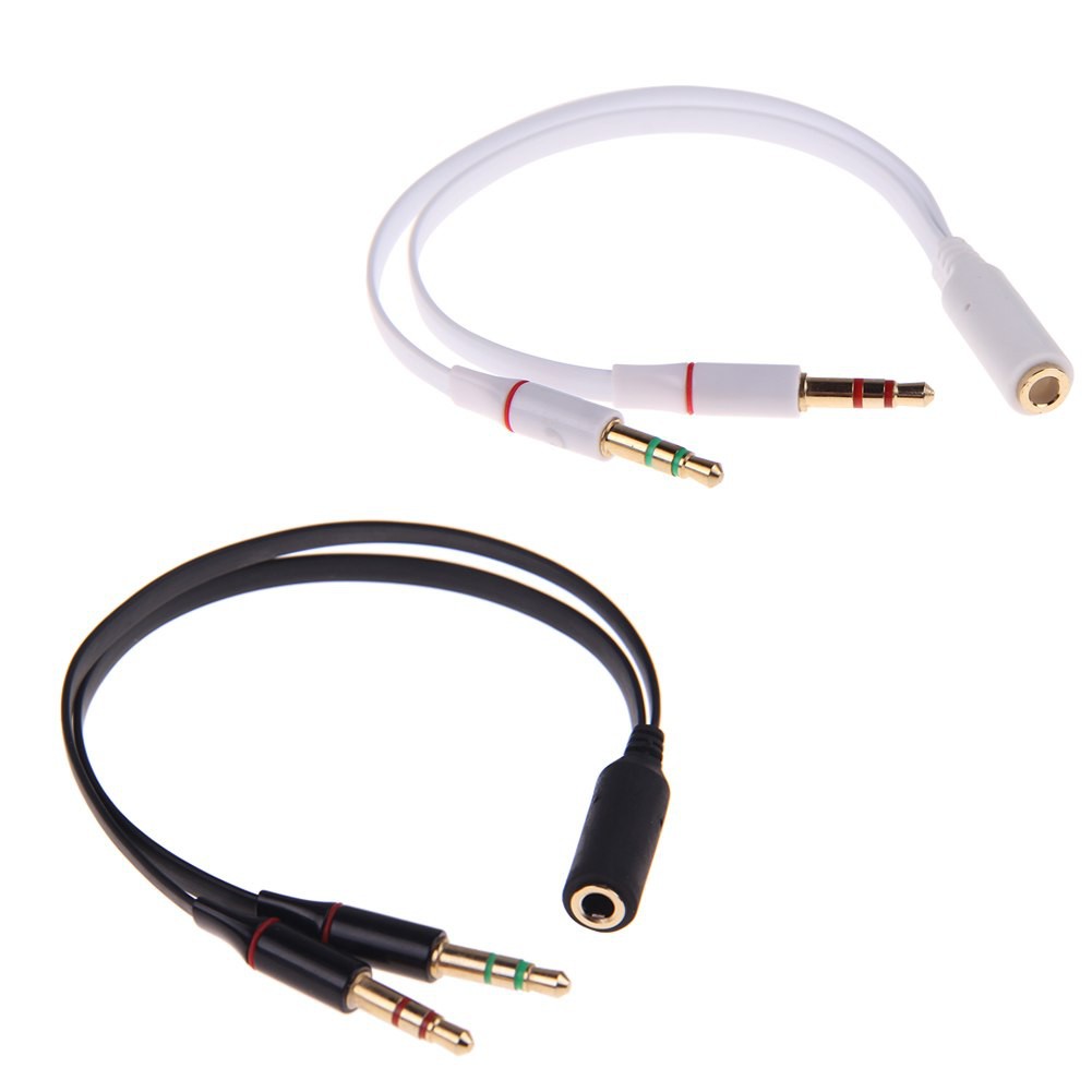 3.5mm Y Splitter 2 Jack Headset Microphone (Male) to 1 (Female ...
