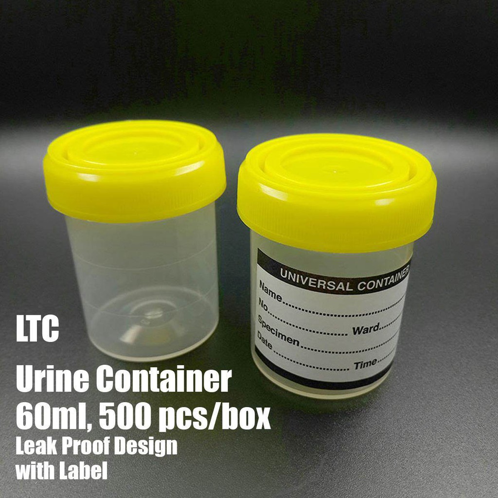 Specimen container, 120ml, yellow screw cap with label, 50pcs | Shopee ...