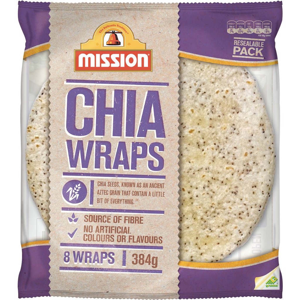 New Mission CHIA 8 Wraps Source of Fiber 384g | Shopee Malaysia