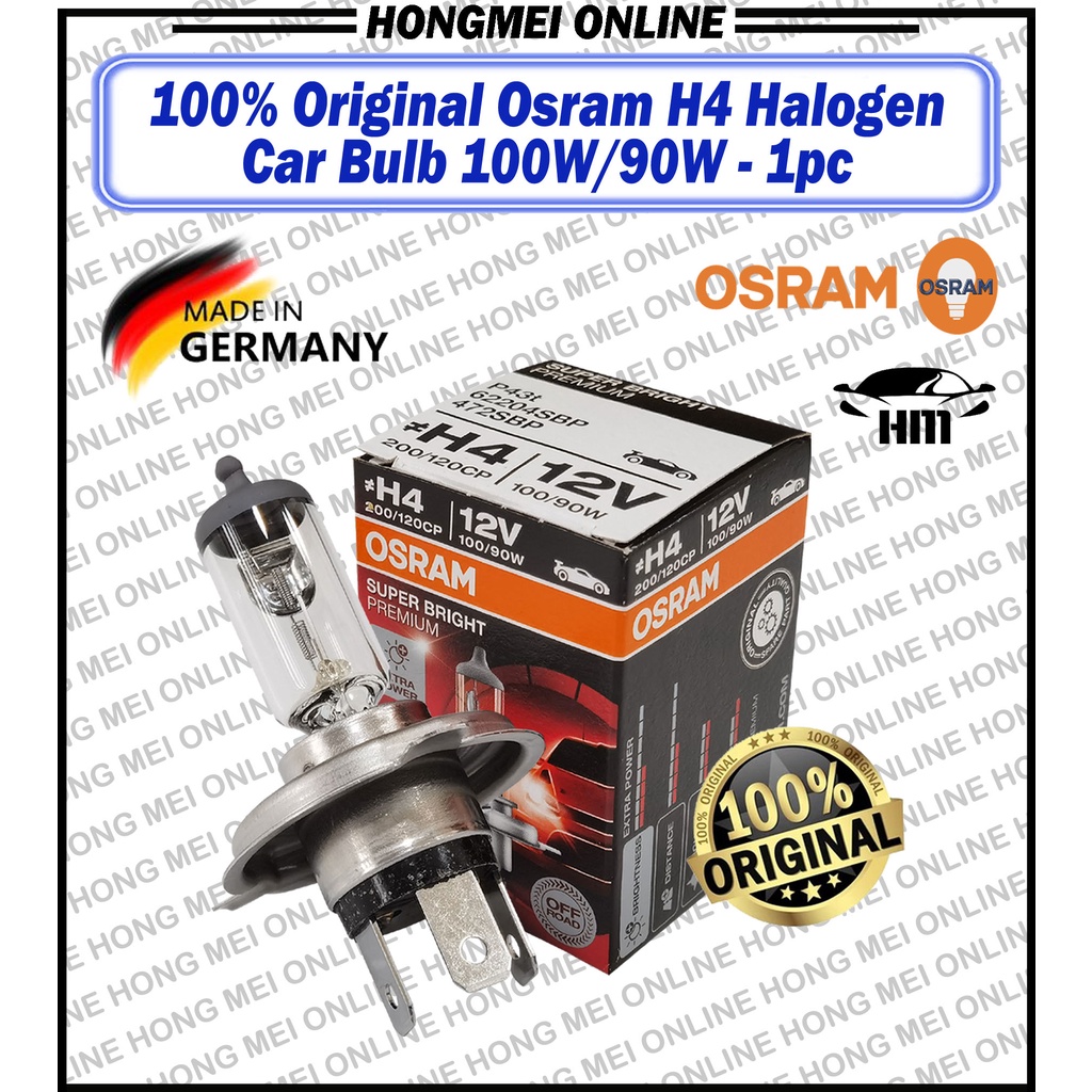100% Original Osram H4 Halogen Car Bulb 100/90W (yellow colour) - 1pc ...