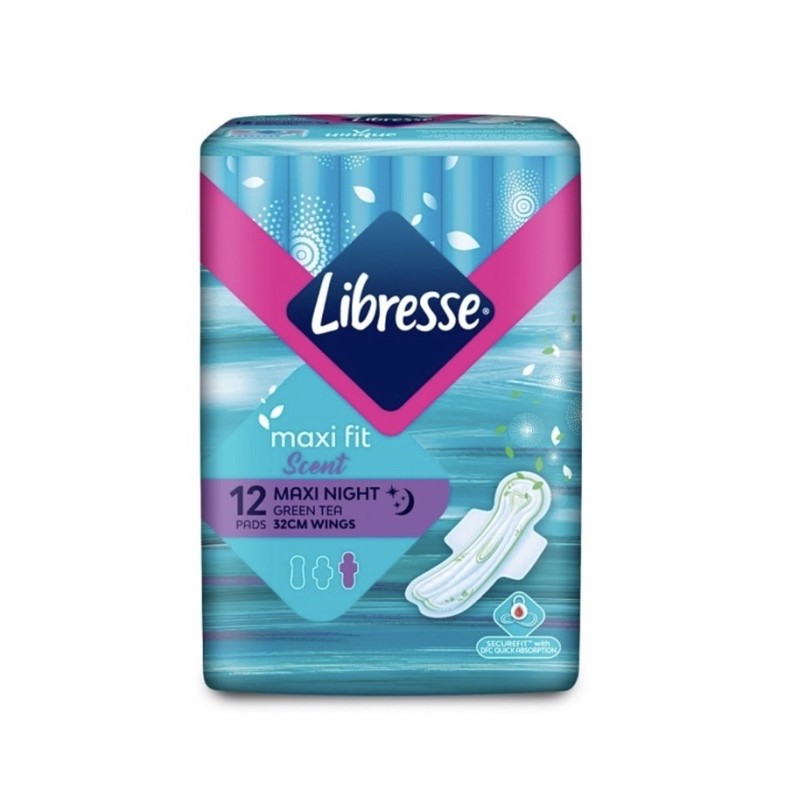 Libresse Green Tea Maxi night Wings 32cm Sanitary Pads (12’s) | Shopee ...