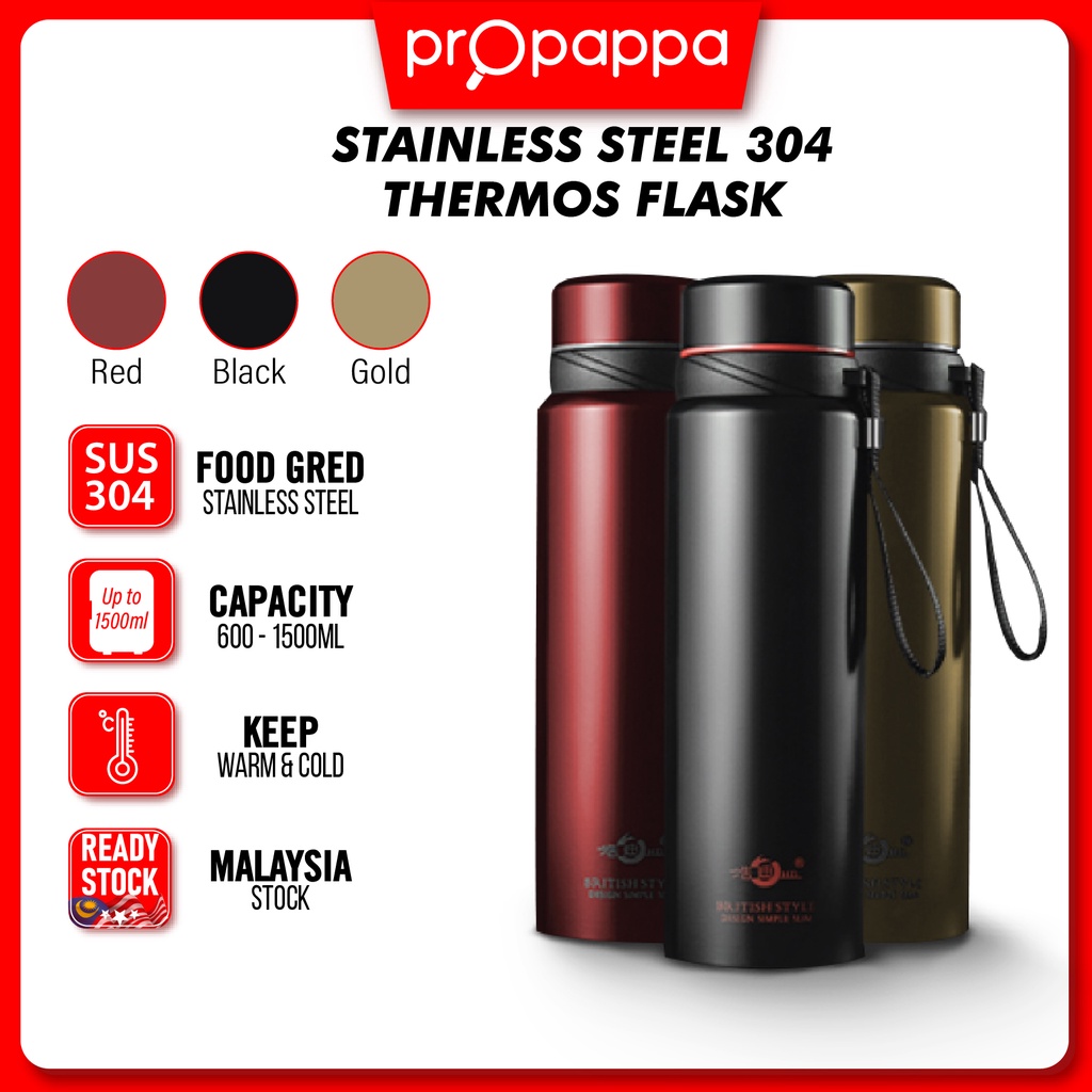 Propappa - Stainless Steel 304 Thermos Flask Bottle 1500ml Hot/Cold ...