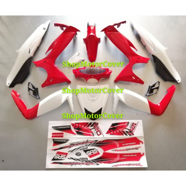 MODENAS DINAMIK 120 120CC BODY COVER SET MERAH PUTIH WITH STICKER ...