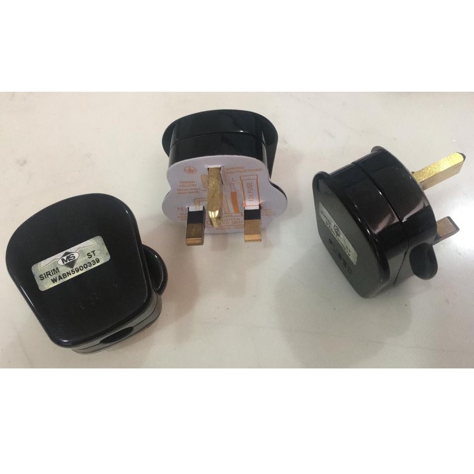 13AMP 3 PIN PLUG TOP / KEPALA PLUG ELEKTRIK (SIRIM APPROVED) - BLACK ...