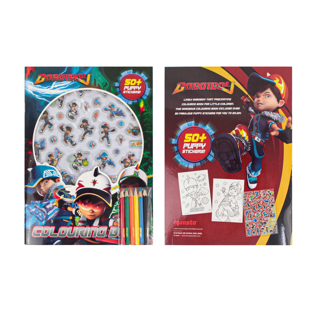 Boboiboy Children Colouring Book With Sticker & 6 Colour Pencil In Set ...